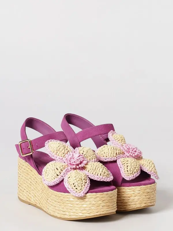 PALOMA BARCELO Heeled Platform Sandals With Floral Embellishments