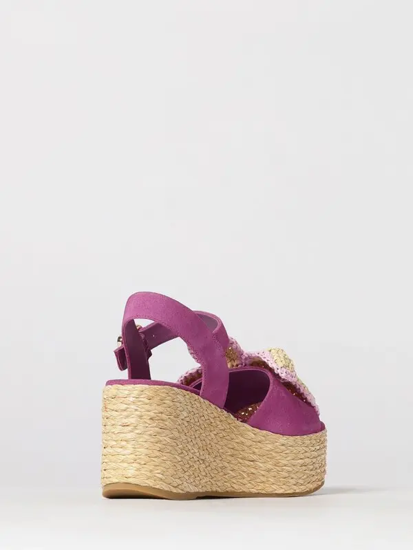 PALOMA BARCELO Heeled Platform Sandals With Floral Embellishments