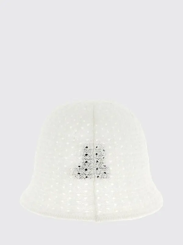 MAISON MICHEL Crochet Cotton Blend Cloche Hat With Metallic Logo