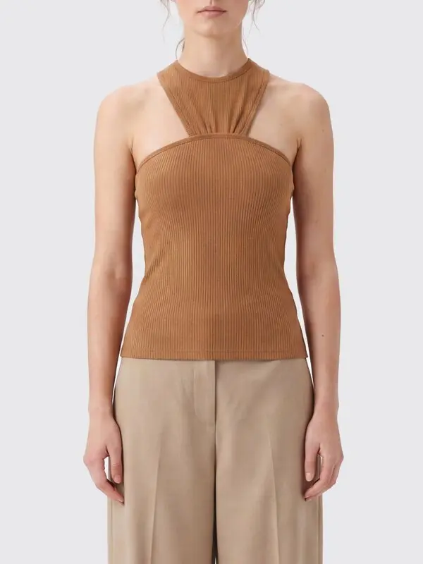 TELA Ribbed Knit Top - Brown