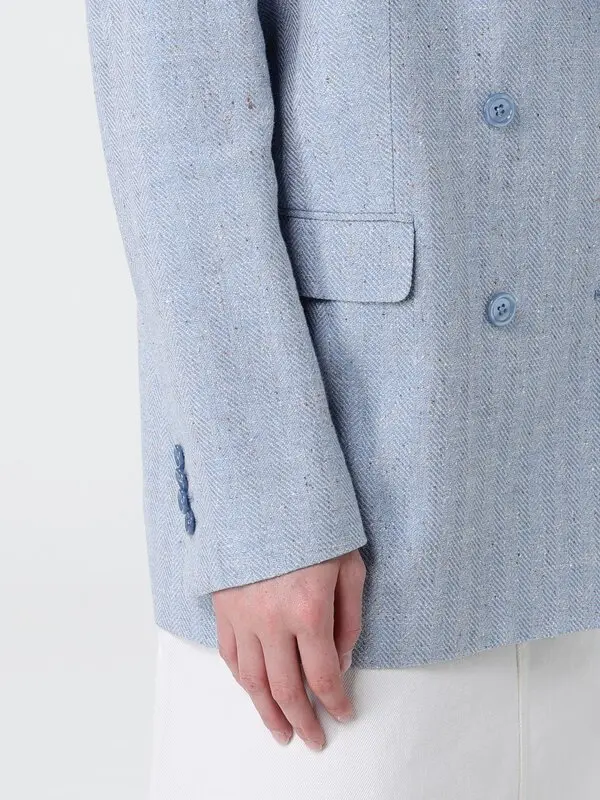 Tagliatore Double Breasted Cotton Blend Blazer - Blue