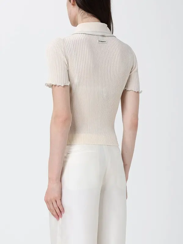 Pinko Ribbed Polo Shirt With Keyhole Detail