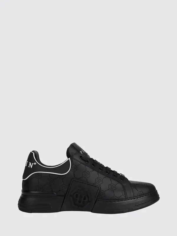 Philipp Plein Low Top Sneakers With Printed Hexagon Logo - Black