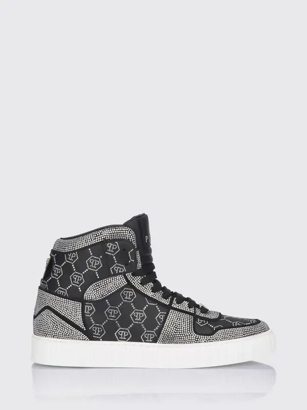 Philipp Plein Embellished Leather High-top Sneakers - Black 1