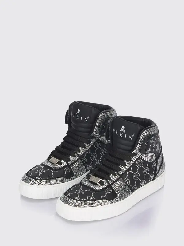 Philipp Plein Embellished Leather High-top Sneakers - Black 1