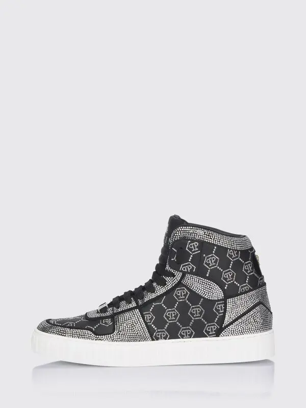 Philipp Plein Embellished Leather High-top Sneakers - Black 1