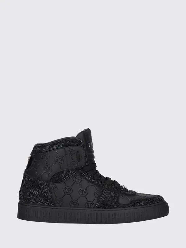 Philipp Plein Embellished Leather High-top Sneakers - Black