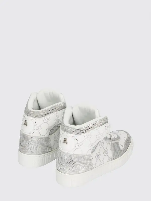 Philipp Plein High Top Embellished Sneakers - White