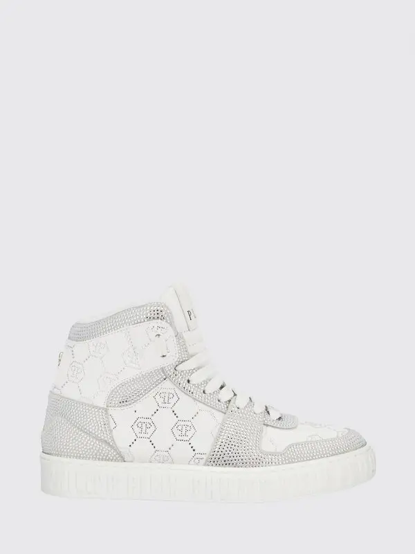 Philipp Plein Embellished Leather High-top Sneakers - White