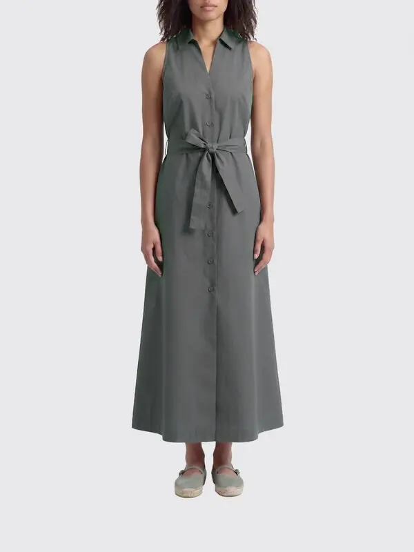 Woolrich Sleeveless Button-up Shirt Dress With Belt - Green