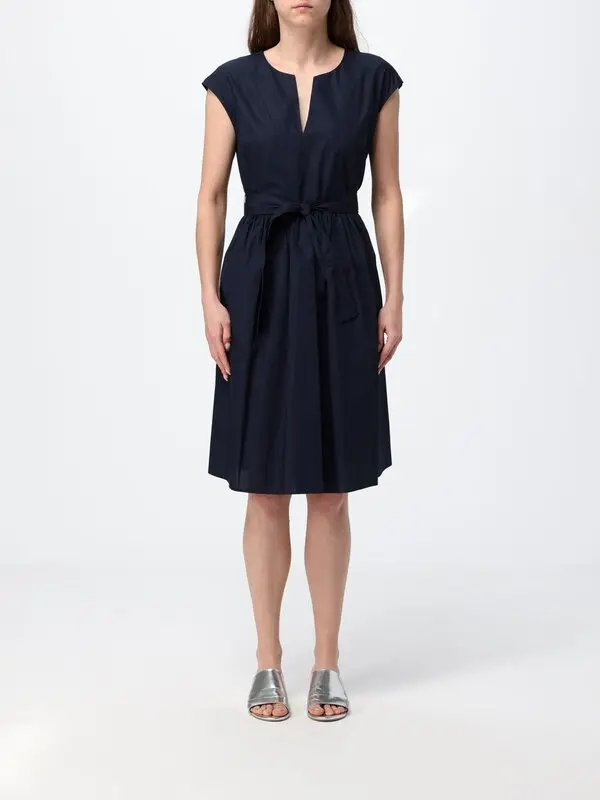 Woolrich Midi Dress With Belt - Blue