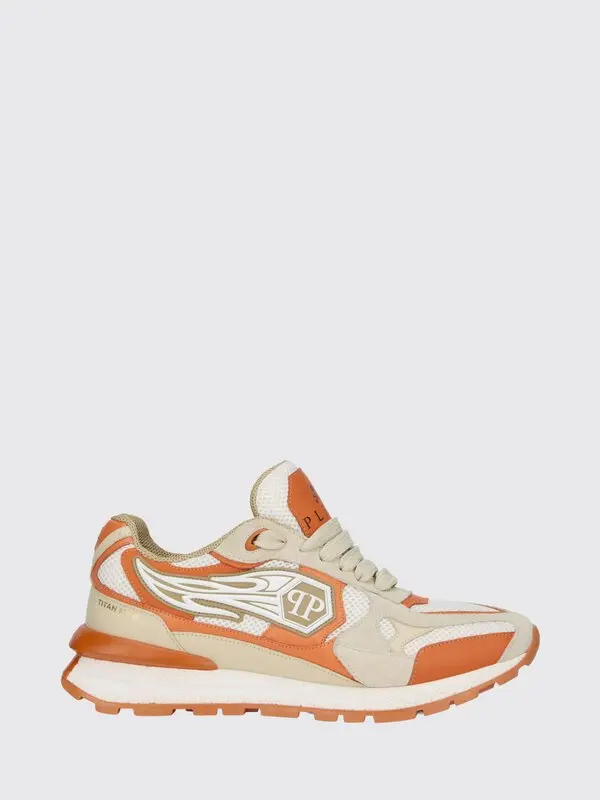 Philipp Plein Leather And Mesh Low Top Sneakers - Beige