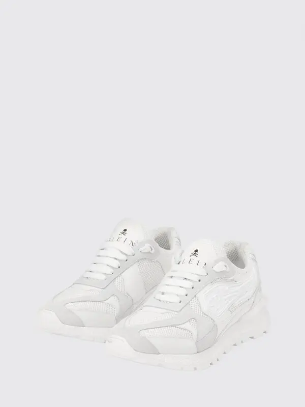 Philipp Plein Leather And Mesh Low Top Sneakers - White