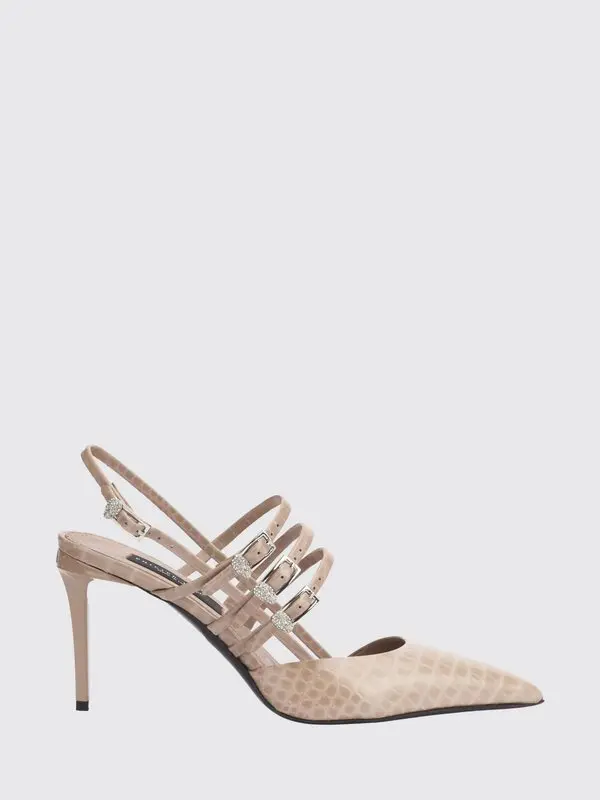Philipp Plein Crocodile Print Leather Slingback Pumps - Beige