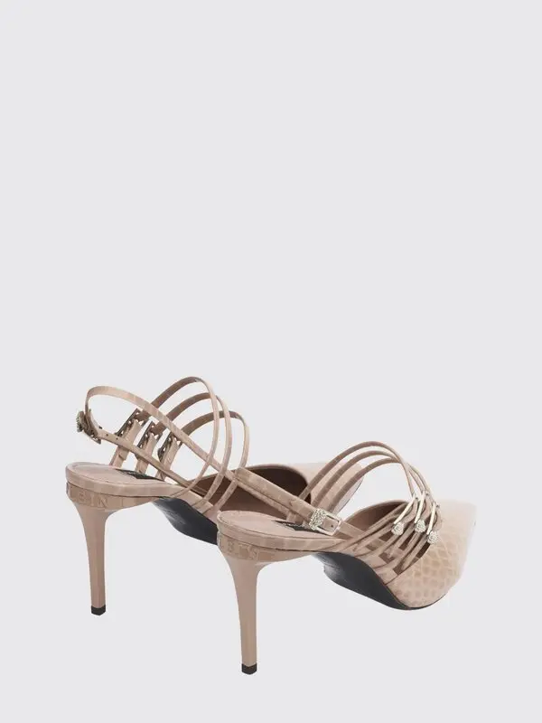 Philipp Plein Crocodile Print Leather Slingback Pumps