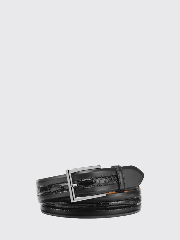 BILLIONAIRE Leather Belt With Crocodile Print - Black