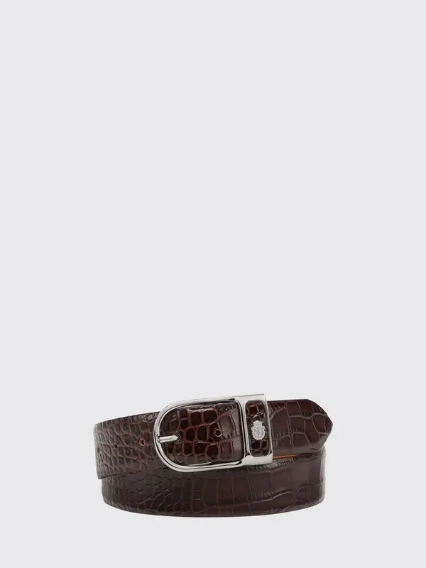 BILLIONAIRE Crocodile Patterned Leather Belt - Brown