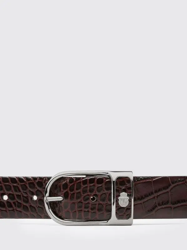 BILLIONAIRE Crocodile Patterned Leather Belt - Brown