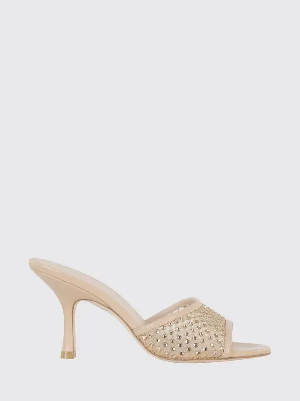 STUART WEITZMAN Embellished Mesh Nylon Stiletto Mules - Pink