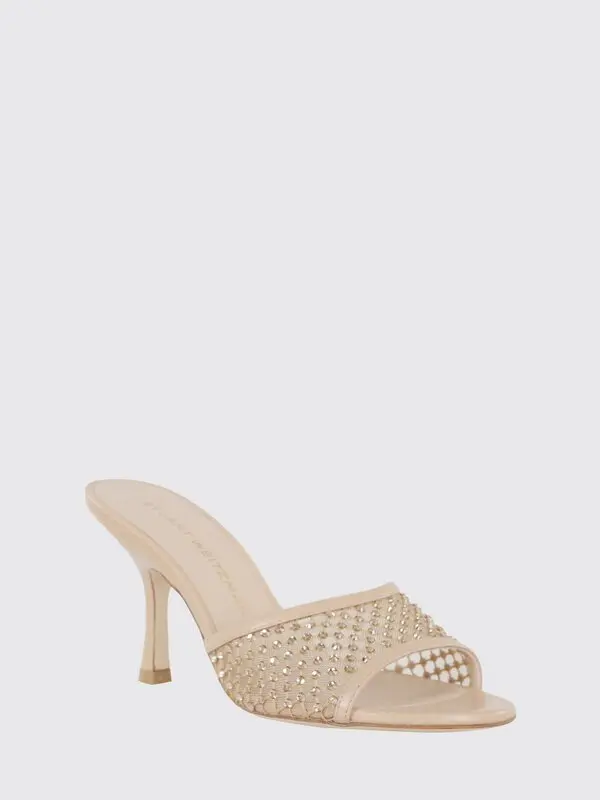 STUART WEITZMAN Embellished Mesh Nylon Stiletto Mules - Pink