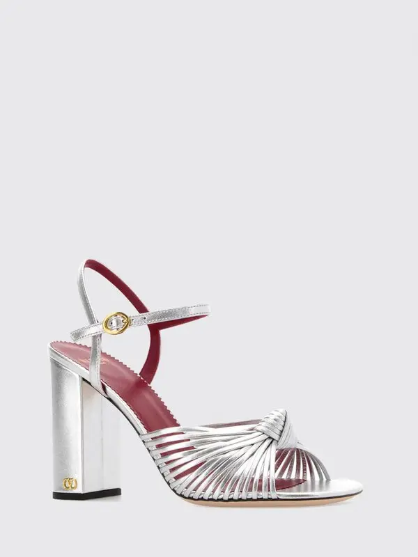Valentino Garavani Annet Laminated Leather High Heel Sandals - Silver