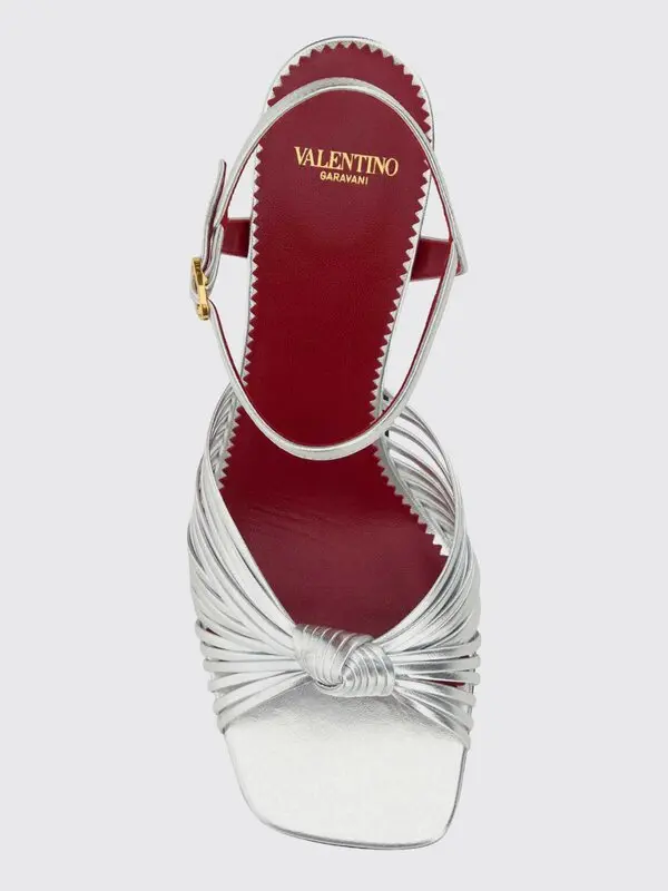 Valentino Garavani Annet Laminated Leather High Heel Sandals - Silver