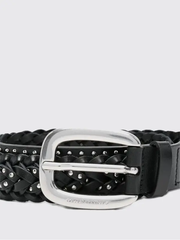 GOLDEN GOOSE Braided Leather Belt With Studs