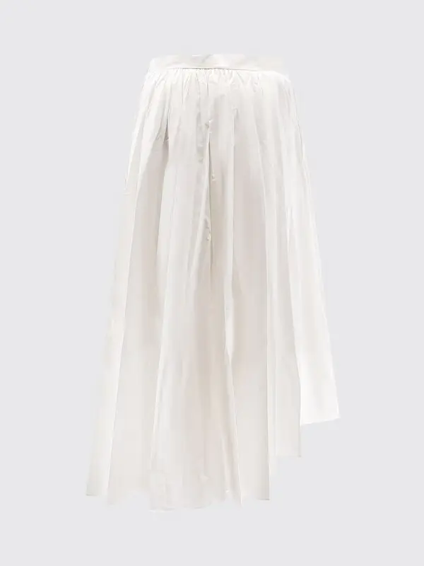 SELF-PORTRAIT Pleated Cotton Asymmetric Skirt