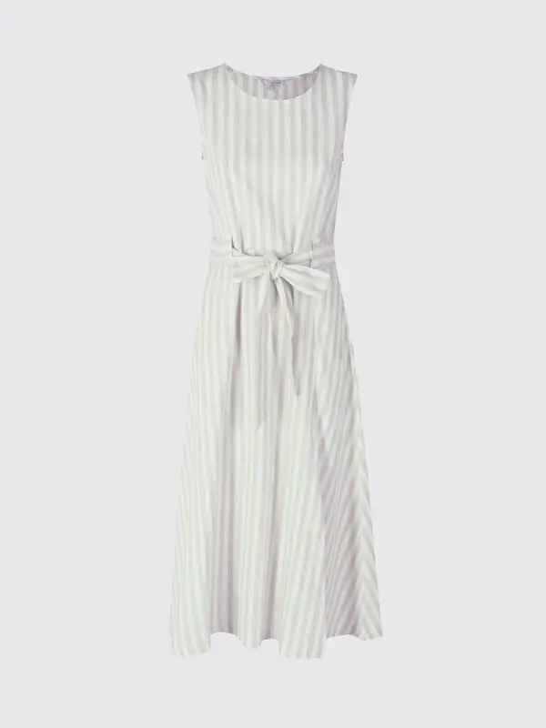 Barbour Striped A-line Midi Dress With Sleeveless Design And Tie Waist - Mint