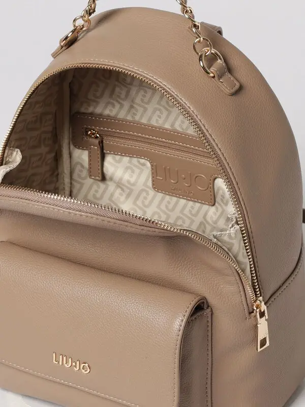 Liu Jo Grained Faux Leather Backpack With Top Handle And Chain Detail