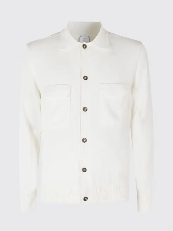 Eleventy Button-detailed Knit Sweater With Spread Collar