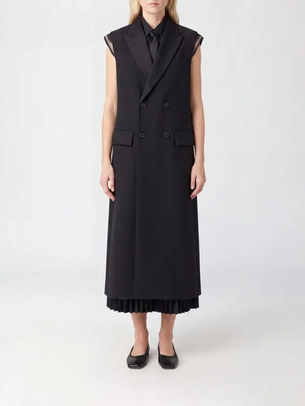 Sacai Double Breasted Wool Blend Vest - Black