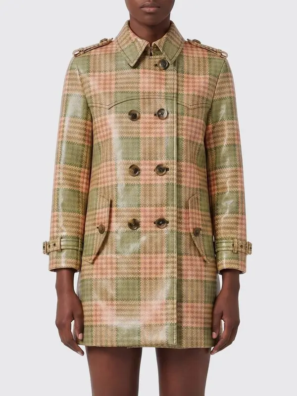 Burberry Tartan Double-breasted Trench Coat - Yellow
