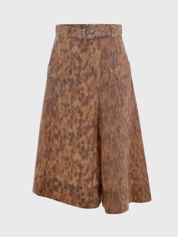 GANNI Asymmetrical Animal-print Midi Skirt In Organic Cotton