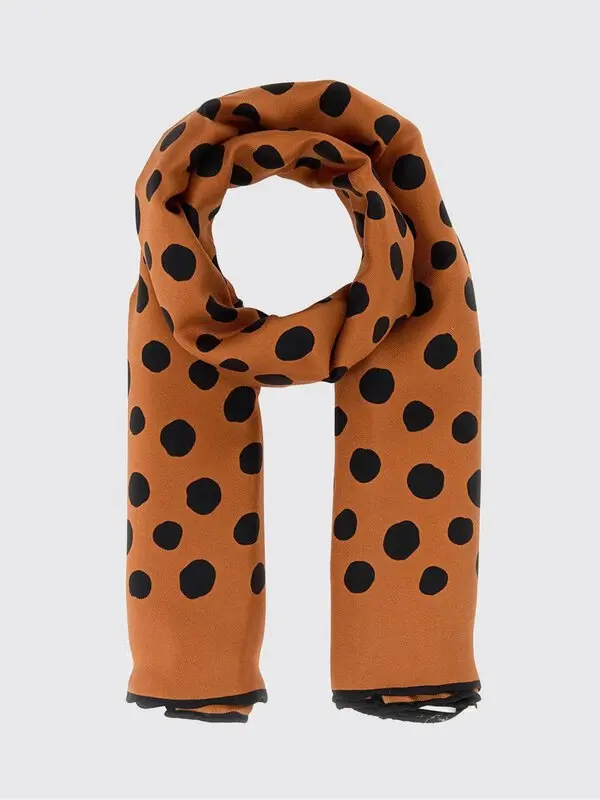 Valentino Garavani Polka Dot Print Silk Scarf - Brown