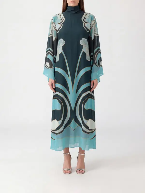La DoubleJ Long Sleeve Printed Silk Dress - Green