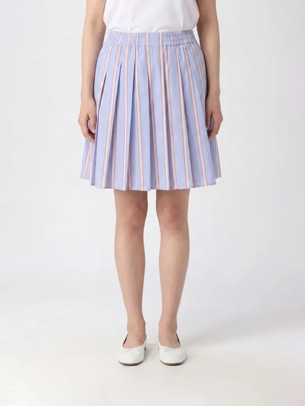 Lacoste Striped Cotton Pleated Mini Skirt