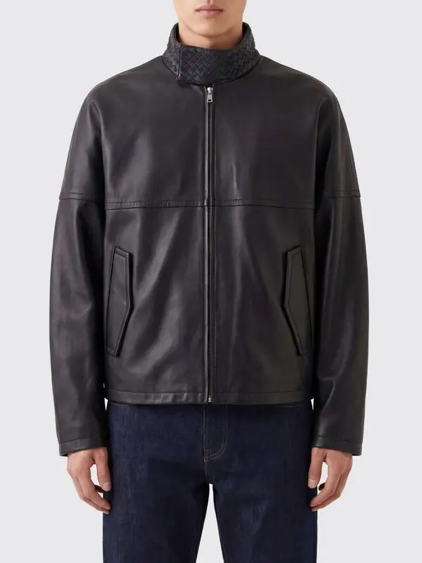 Bottega Veneta Lambskin Leather Jacket - Black