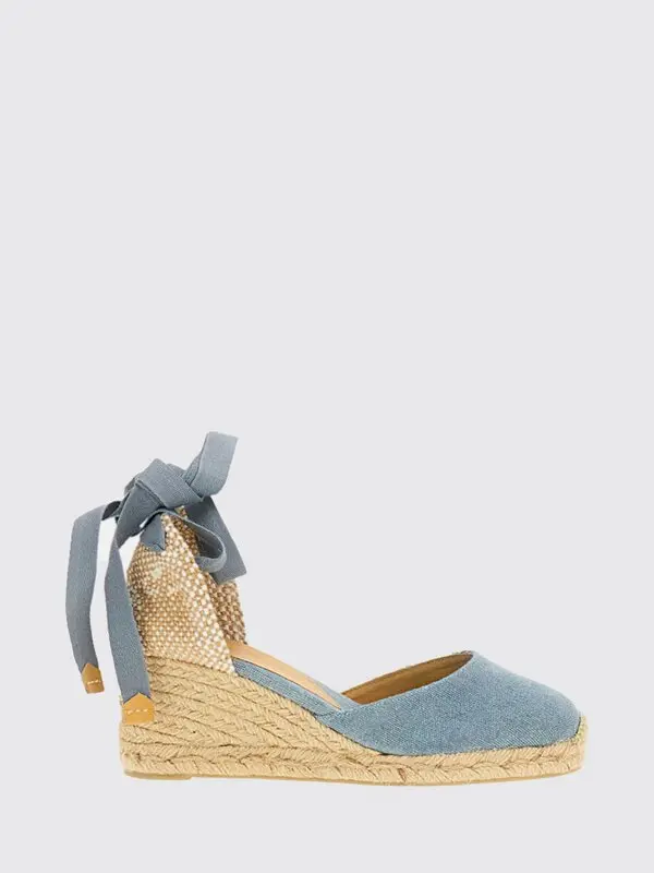 CastaÑer Wedge Espadrille With Tie Fastening - Gnawed Blue