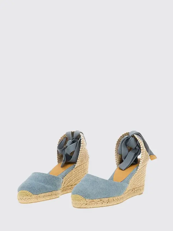 CastaÑer Wedge Espadrille With Tie Fastening - Gnawed Blue