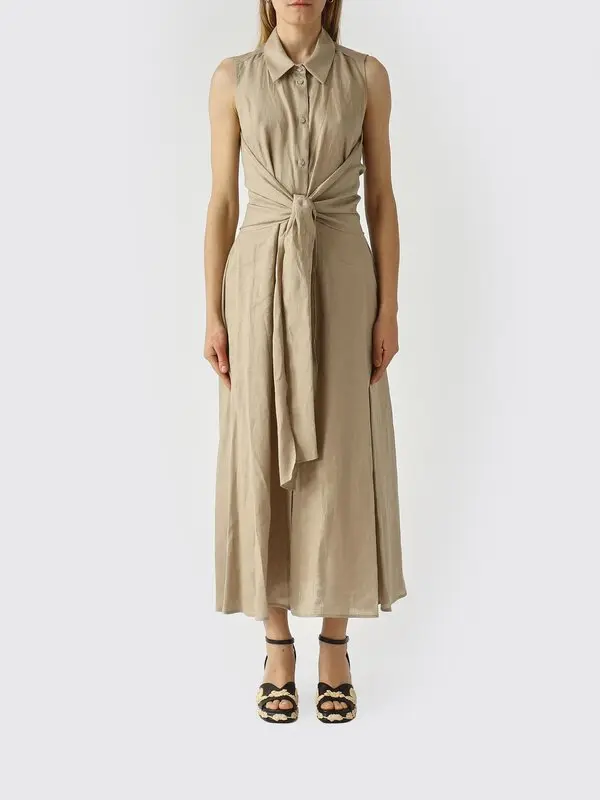 MEIMEIJ Sleeveless Collared Shirt Dress With Tie Detail - Ice