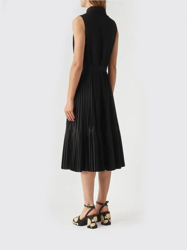 MEIMEIJ Sleeveless Collared Midi Dress With Pleated Skirt