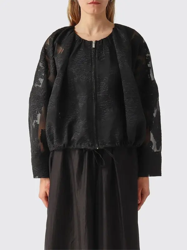 MEIMEIJ Embroidered Fil Coupe Jacquard Bomber Jacket - Black