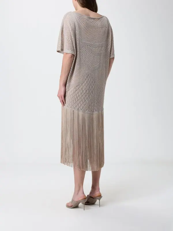 SIMONA CORSELLINI Crochet Midi Dress With Fringe