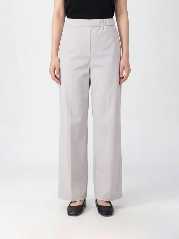 Patrizia Pepe Stretch Cotton Straight Leg Trousers - Grey