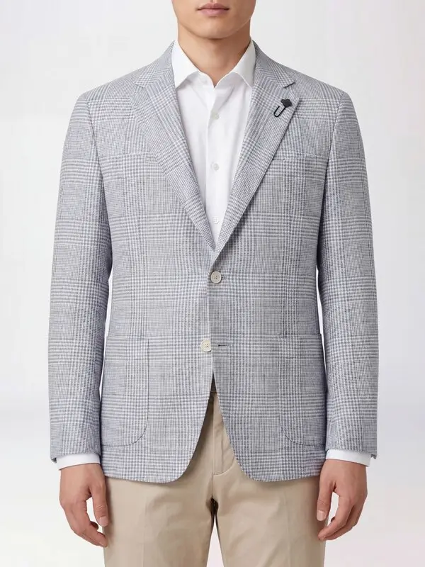 LARDINI Checked Blazer - Blue