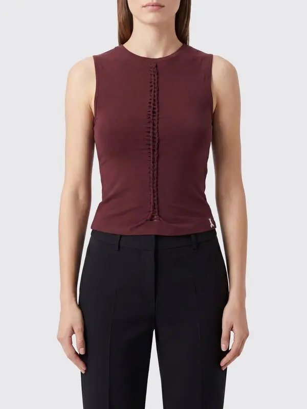 Patrizia Pepe Sleeveless Top With Front And Back Detail - Brown