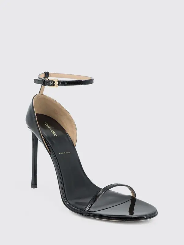 TOM FORD Vertigo Patent Leather Stiletto Sandals With Ankle Strap