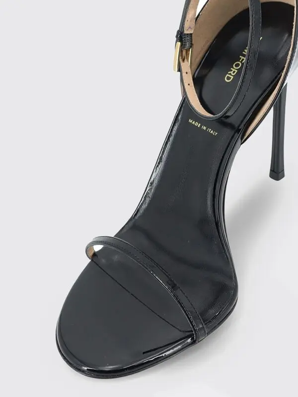 TOM FORD Vertigo Patent Leather Stiletto Sandals With Ankle Strap