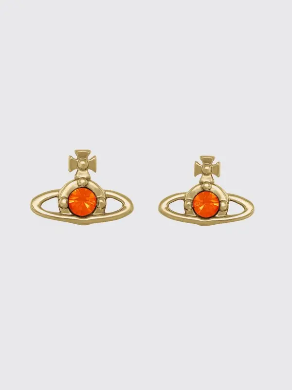 VIVIENNE WESTWOOD Orb Logo Crystal-embellished Brass Stud Earrings - Gold